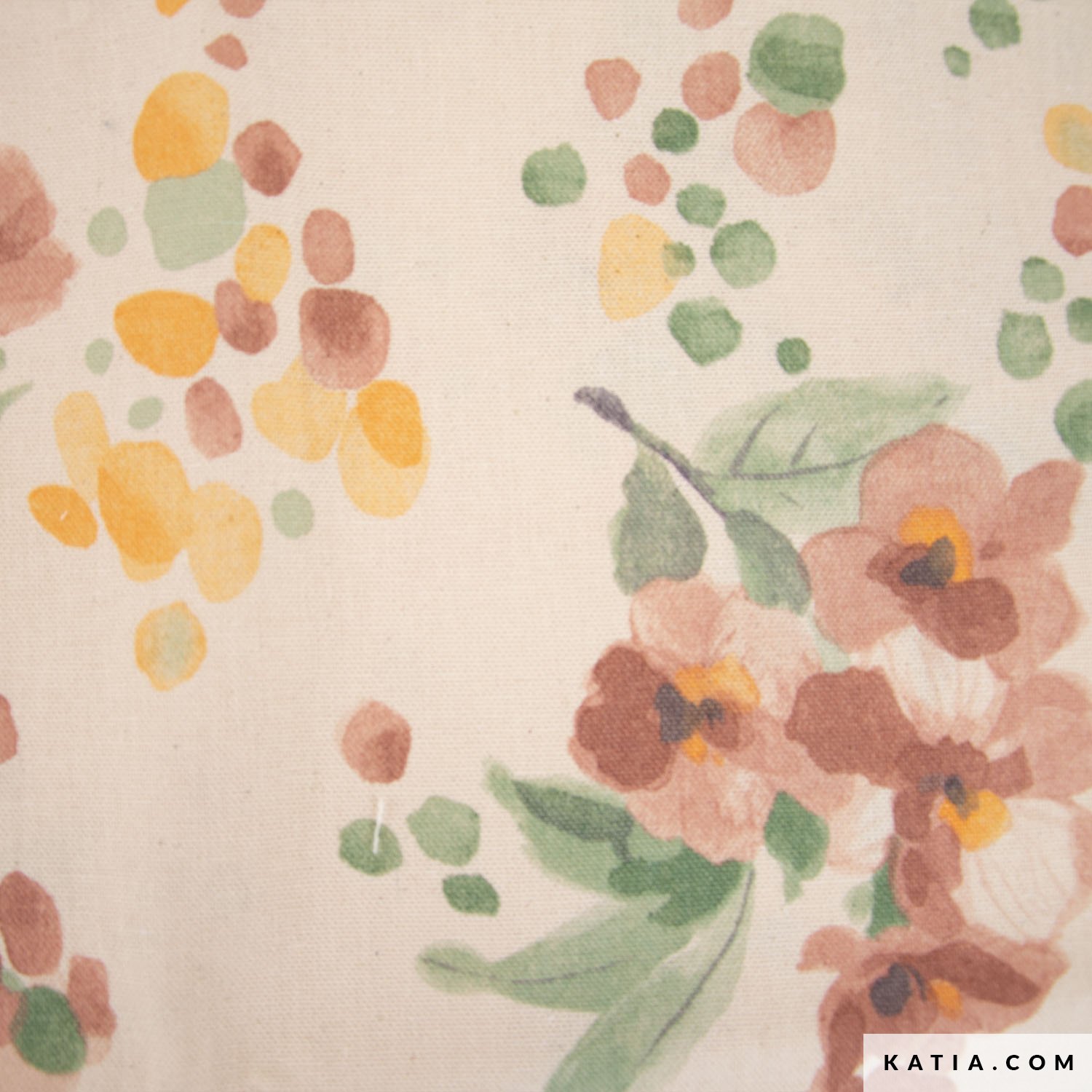 Watercolor flowers recycled canvas fabric - | Katia.com