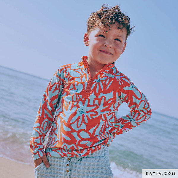 Tiare Turquoise Print Swim Fabric - Spring / Summer | Katia.com