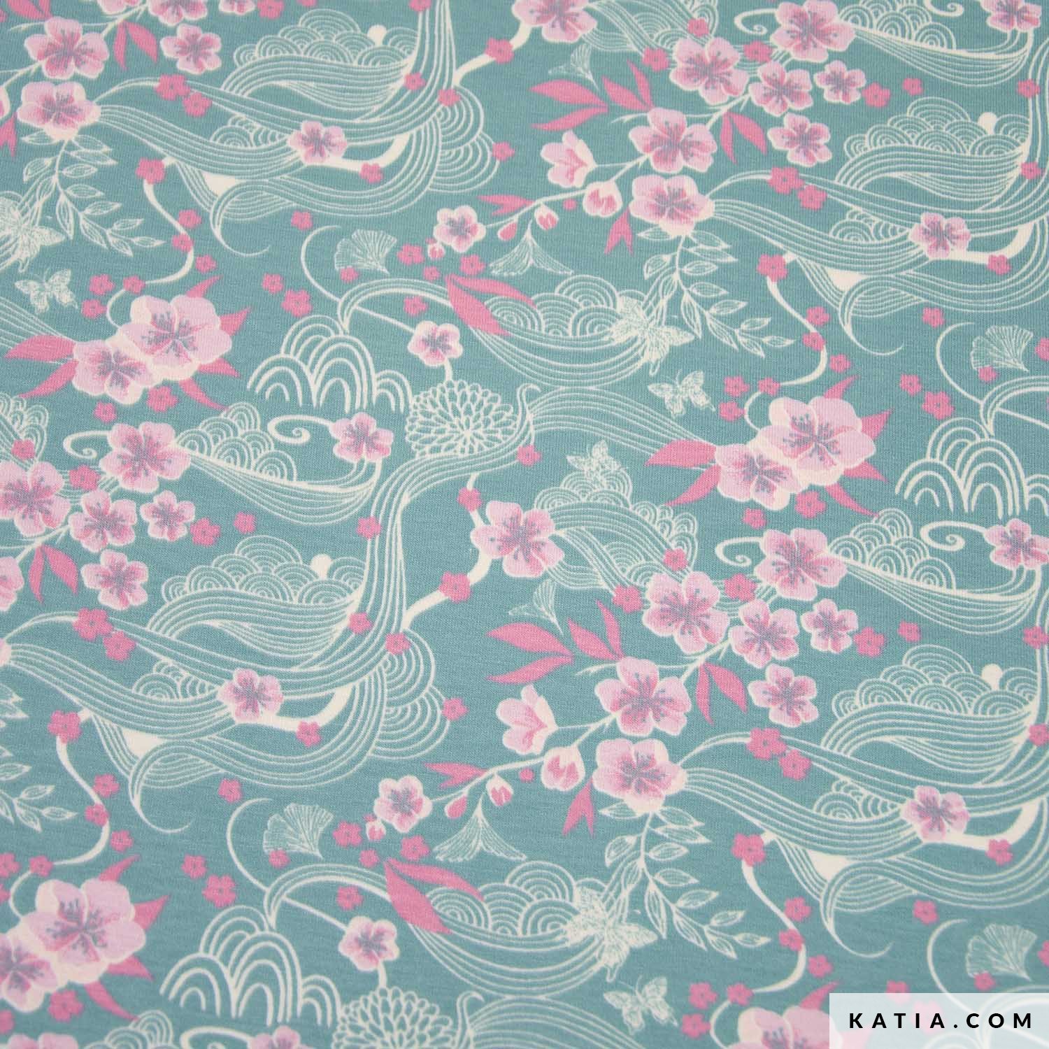 Tissu en jersey de viscose Sakura Butterfly - Printemps / Été | Katia.com