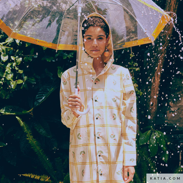 Tuscan Rain Print Raincoat PU Waterproof Fabric - Spring / Summer ...