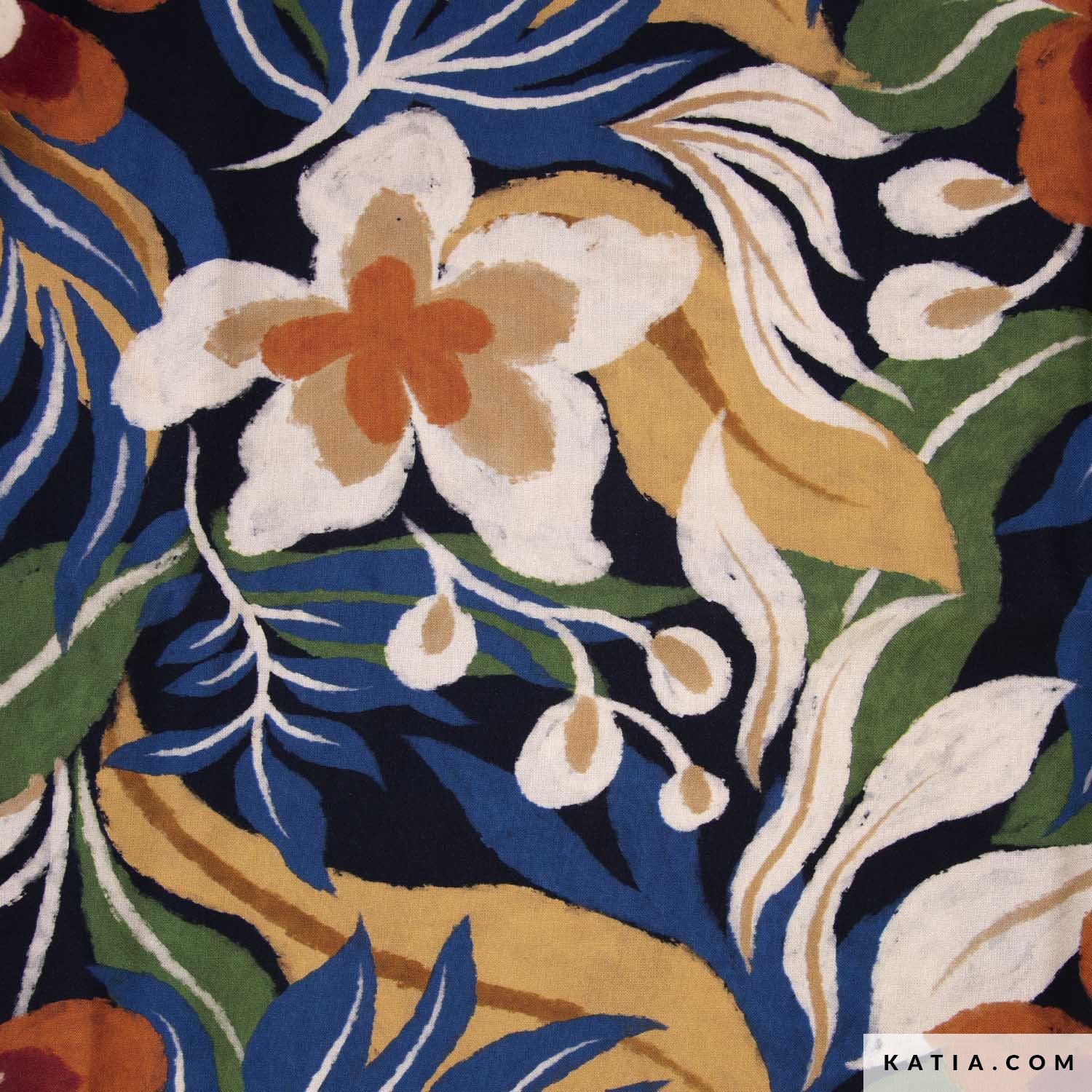 Iguana Leaves Challis Rayon viscose fabric - Spring / Summer | Katia.com