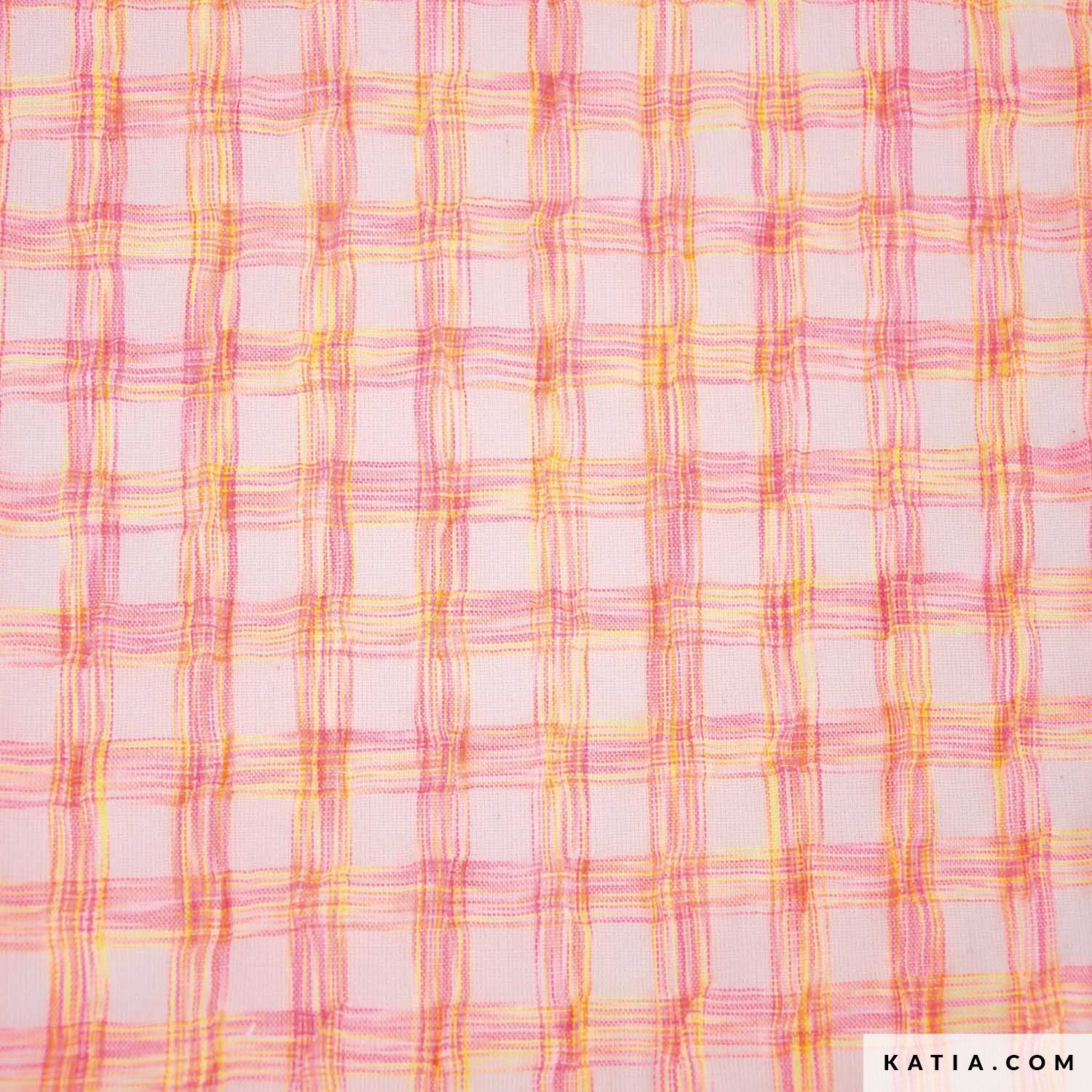 Geruite stof Funny Vichy in fuchsia - Lente / Zomer | Katia.com