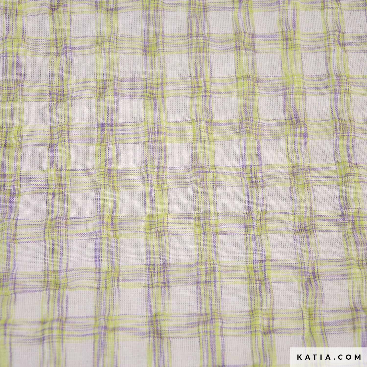 Lime and Lilac Funny Vichy Gingham Fabric - Spring / Summer | Katia.com
