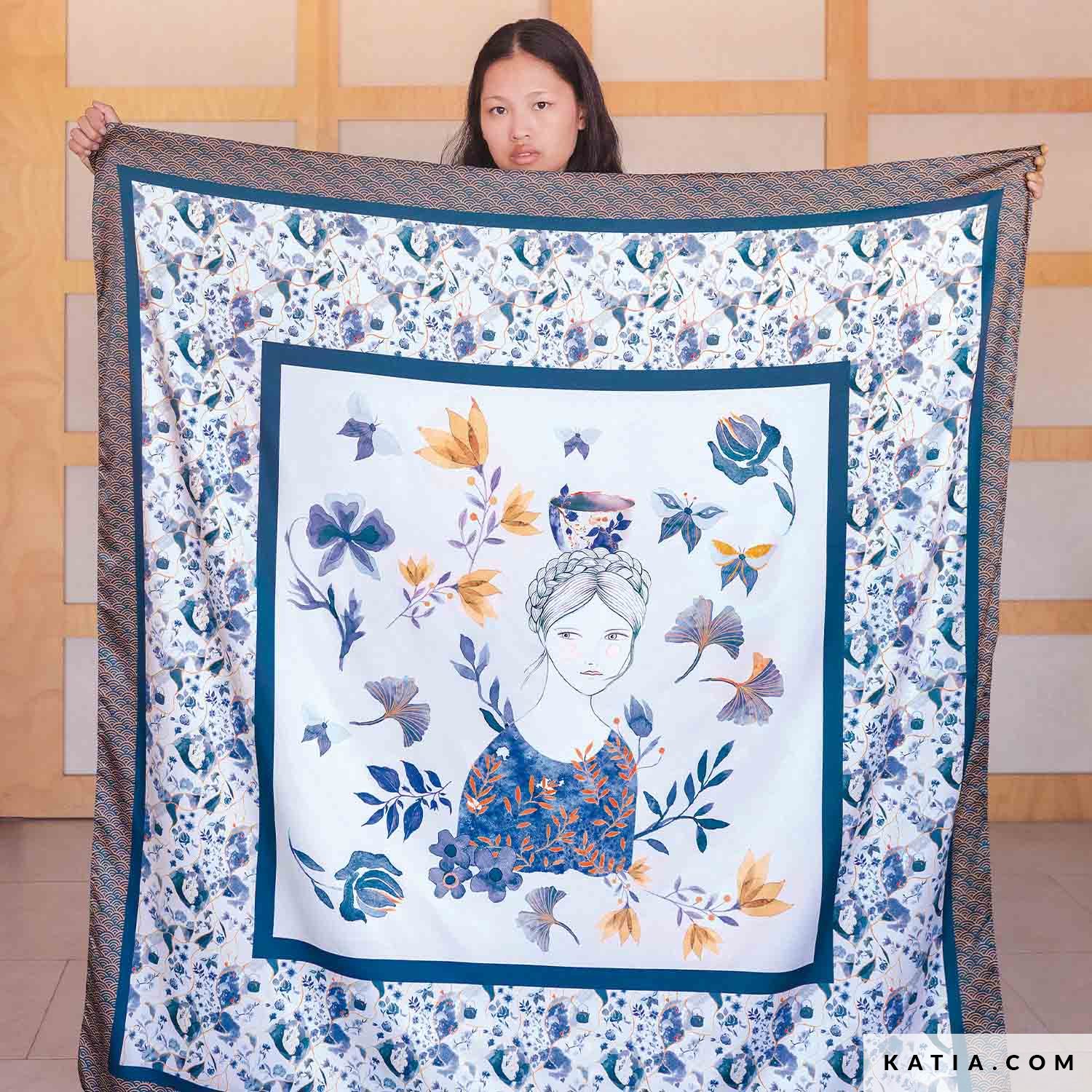 Kintsugui Scarf Shiny Satin Kerchief Fabric Panel - Spring / Summer ...