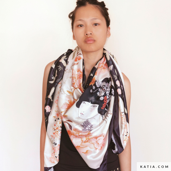 Sakura Scarf Shiny Satin Kerchief Fabric Panel - Spring / Summer ...