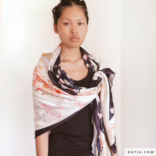 Sakura Scarf Shiny Satin Kerchief Fabric Panel - Spring / Summer ...