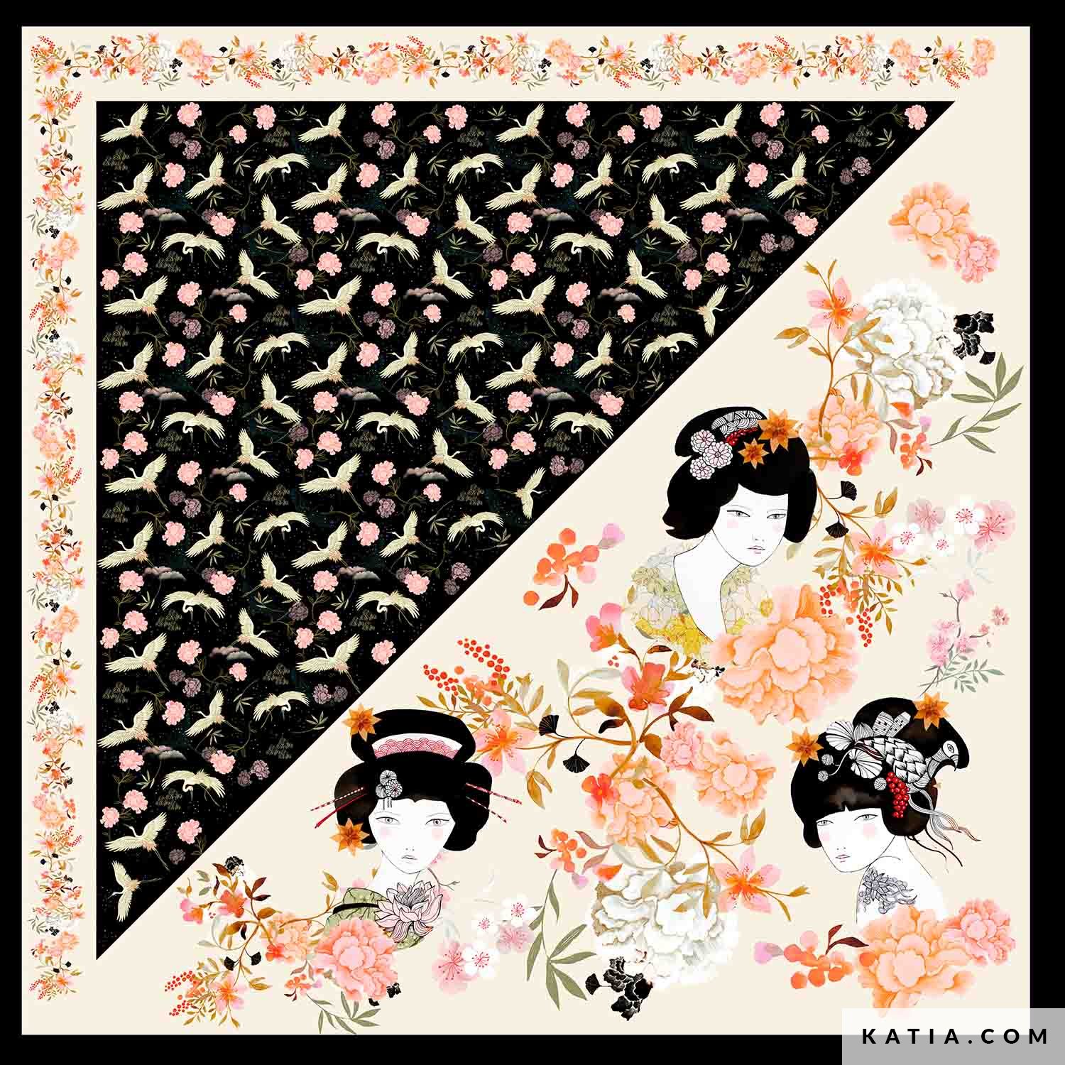 Sakura Scarf Shiny Satin Kerchief Fabric Panel - Spring / Summer ...