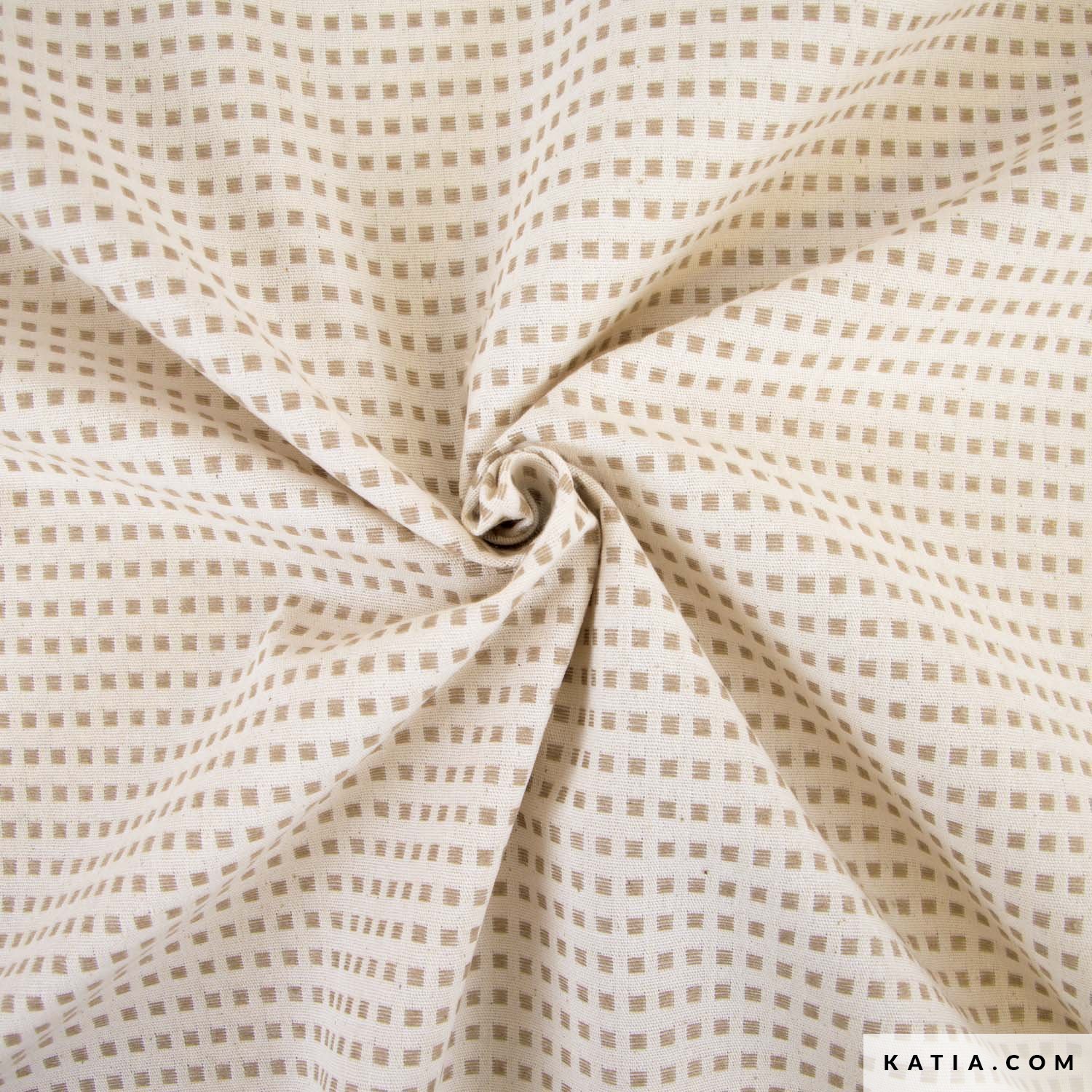 Tissu en toile recyclée à carreaux couleur sable - Printemps / Été ...