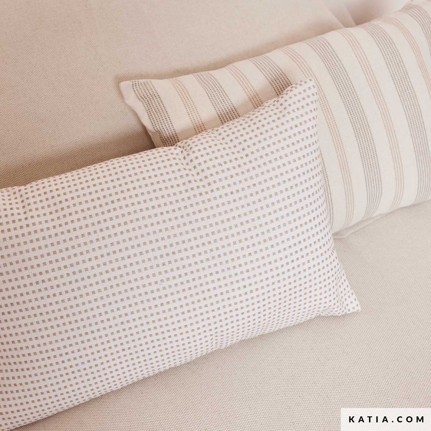 Tissu en toile recyclée à carreaux couleur sable - Printemps / Été ...