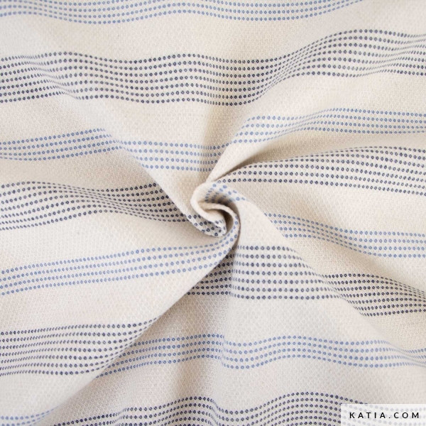 Tissu en toile de lin et coton recyclé à rayures - Printemps / Été ...