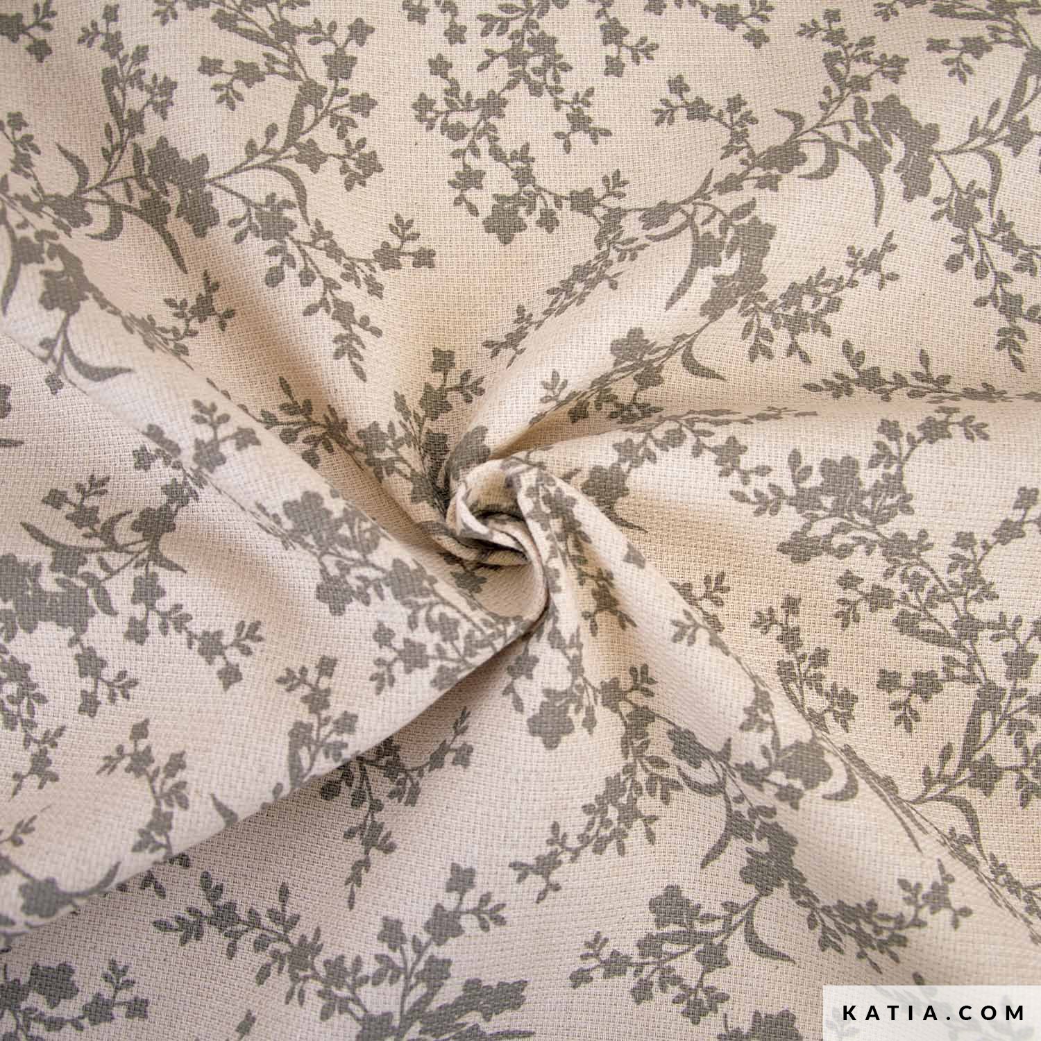 Tissu en toile de lin et coton recyclé à motifs floraux - Printemps ...