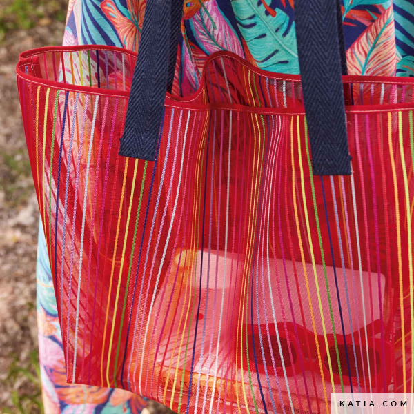 Multicolor striped mesh fabric - Spring / Summer | Katia.com
