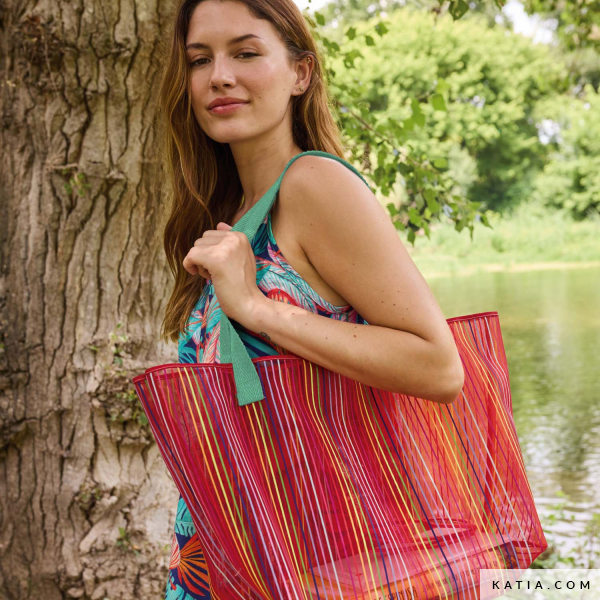 Multicolor striped mesh fabric - Spring / Summer | Katia.com
