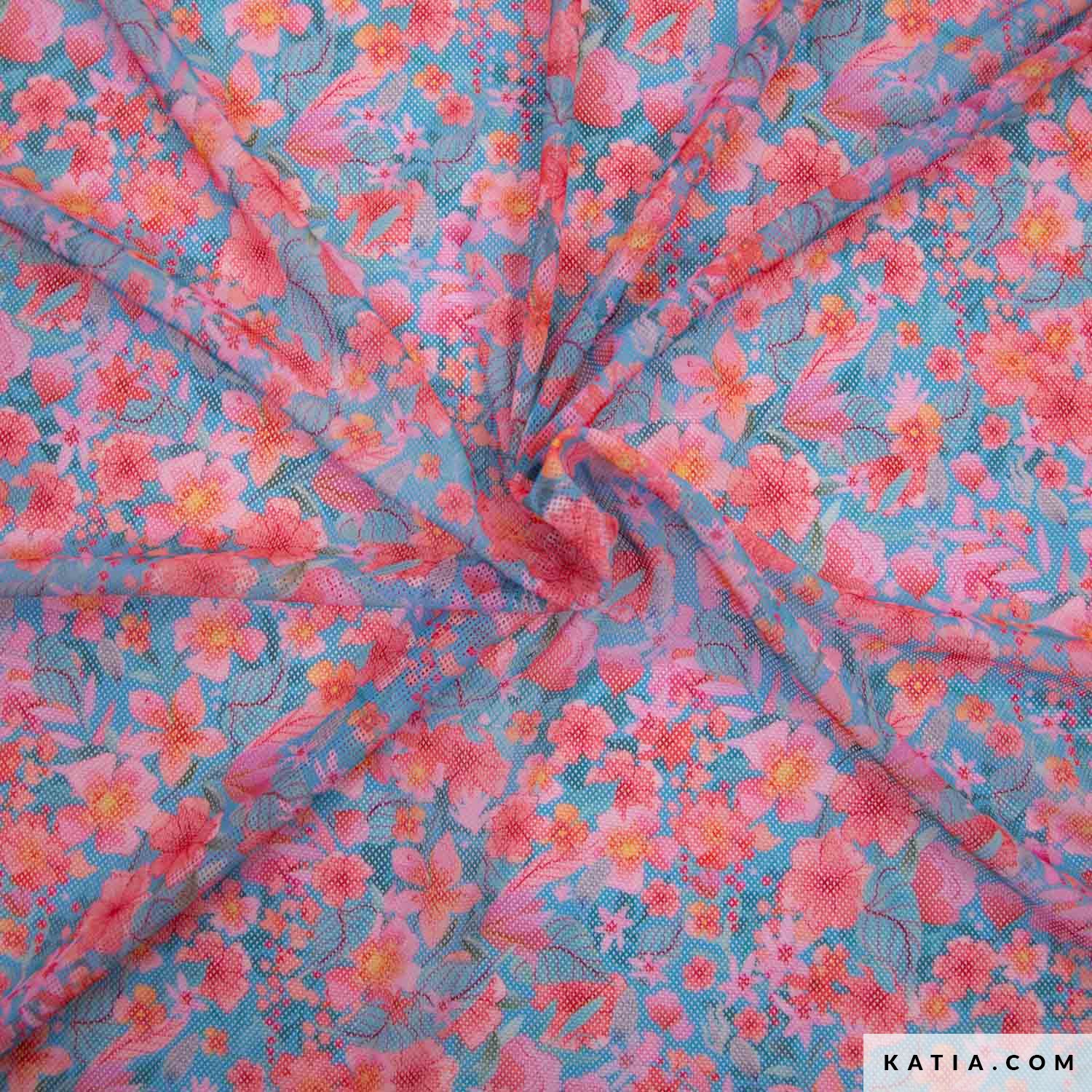 Floral print fine mesh fabric - Spring / Summer | Katia.com