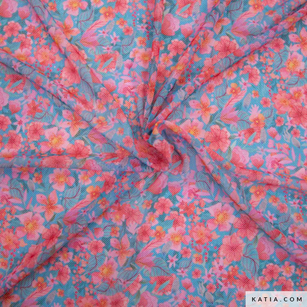 Tela de malla fina con estampado floral - Primavera / Verano | Katia.com