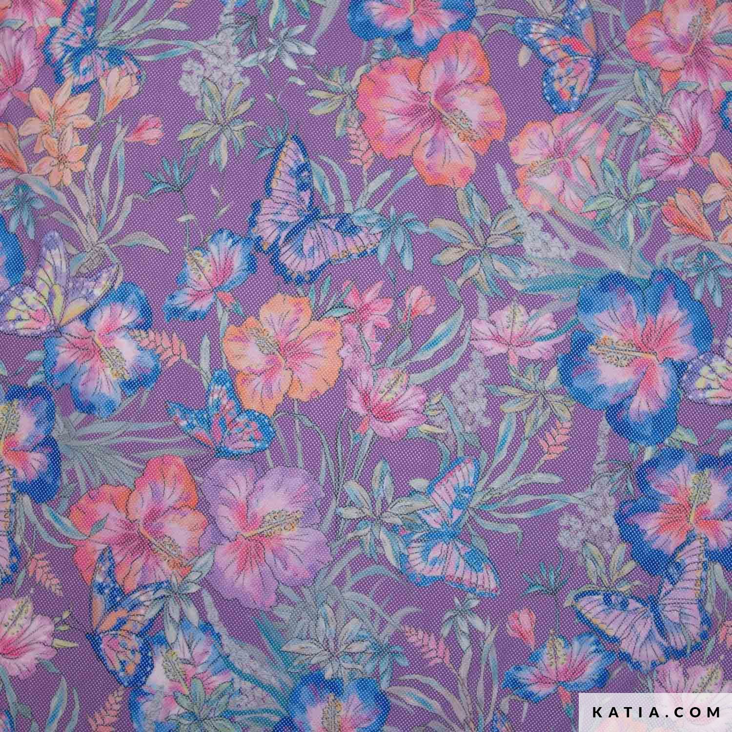 Tela de malla fina con estampado tropical de mariposas - Primavera ...
