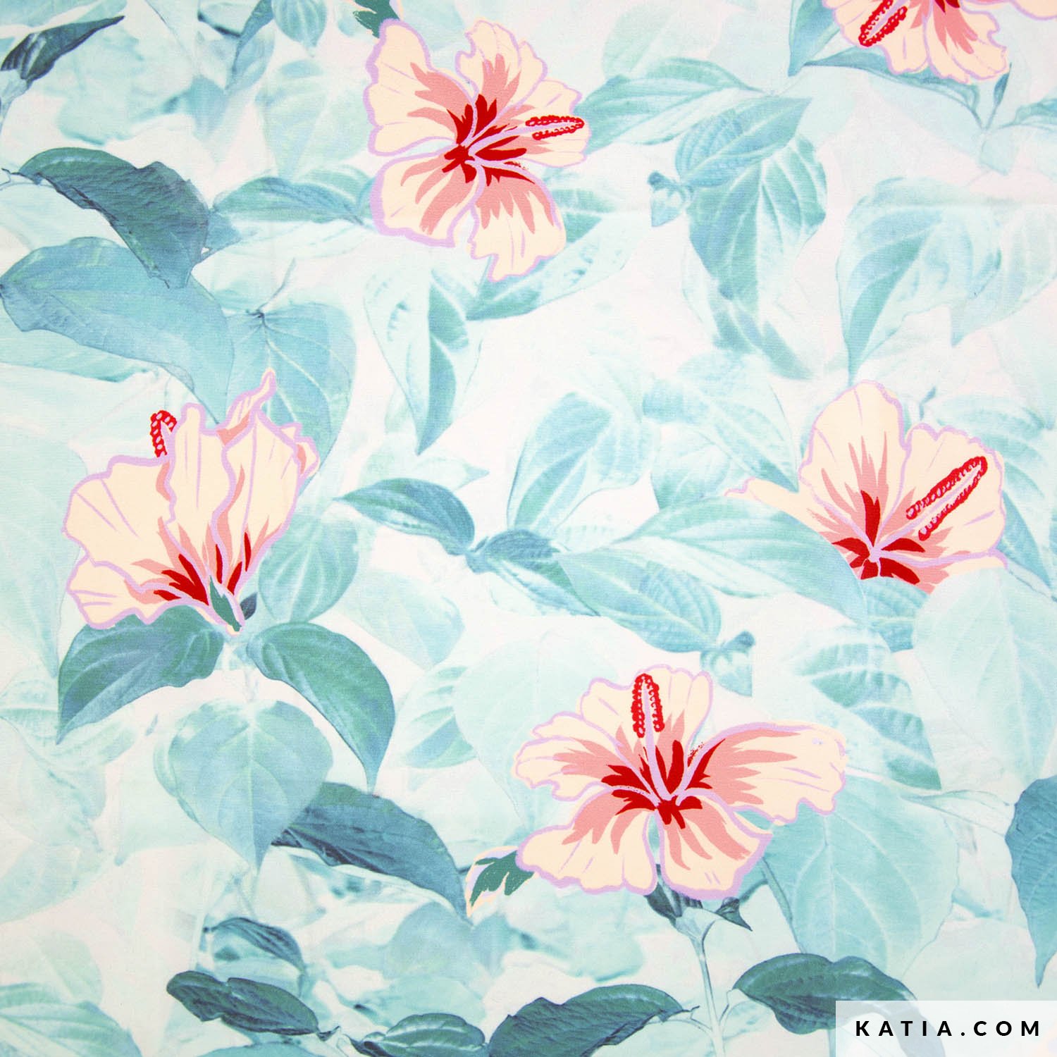 Tropical hibiscus print windbreaker fabric - Spring / Summer | Katia.com