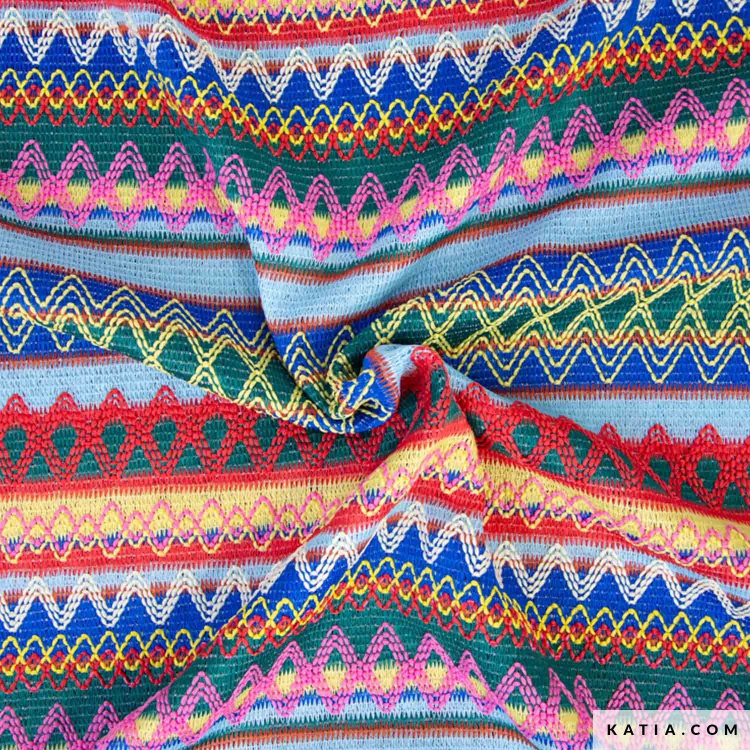 Multicolor embroidered stretch fabric - Spring / Summer | Katia.com