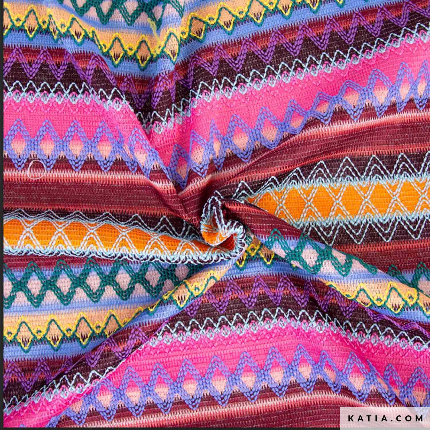 Multicolor embroidered stretch fabric - Spring / Summer | Katia.com