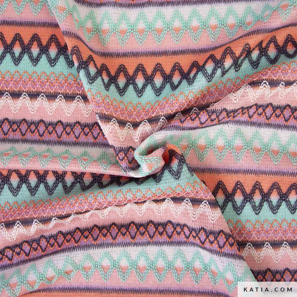 Tela elástica bordada con estampado étnico - Primavera / Verano | Katia.com