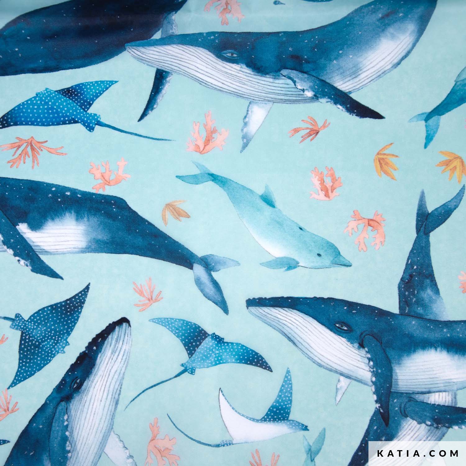 Tela Cover Fabric Whales & Sea - | Katia.com