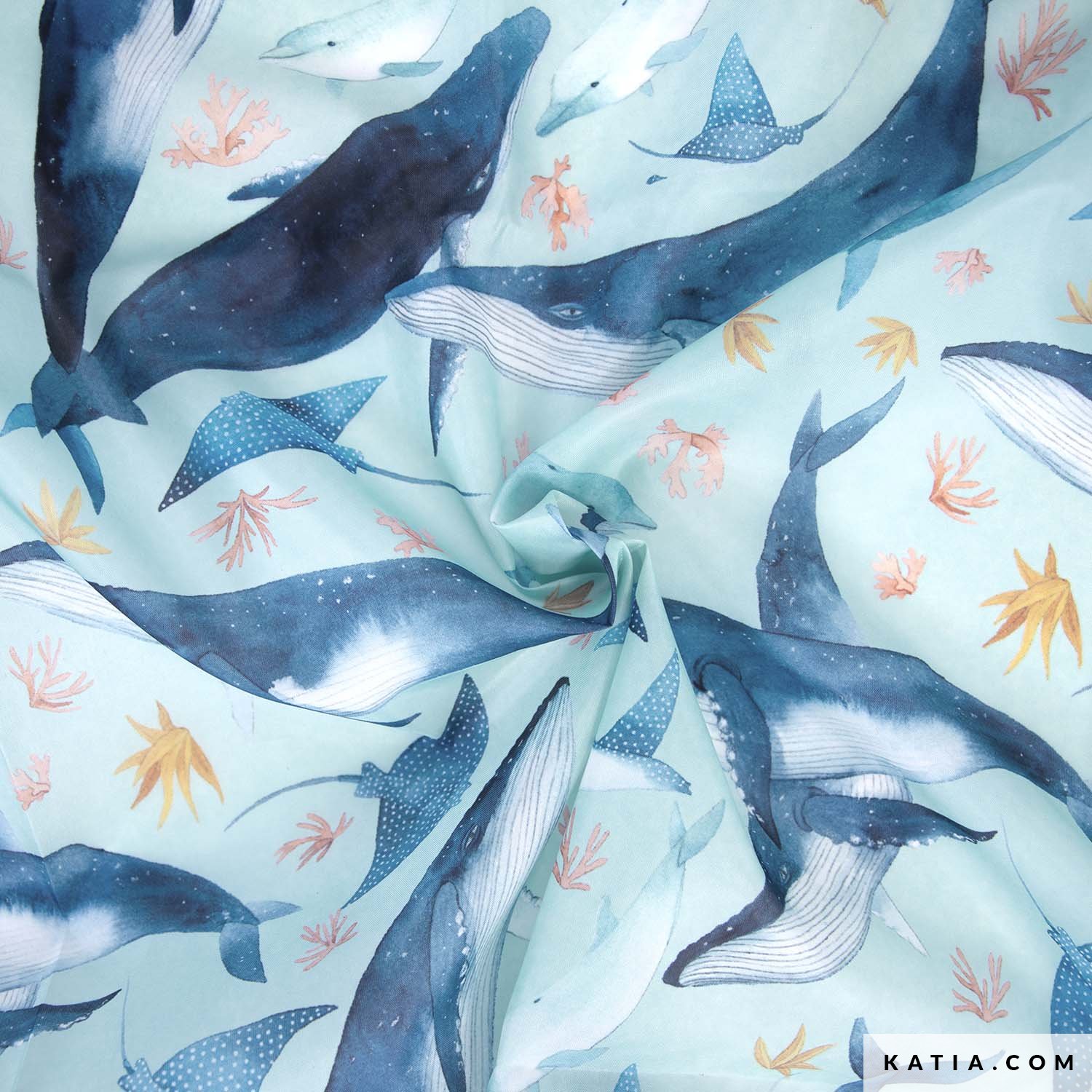 Whales & Sea Cover Fabric - | Katia.com