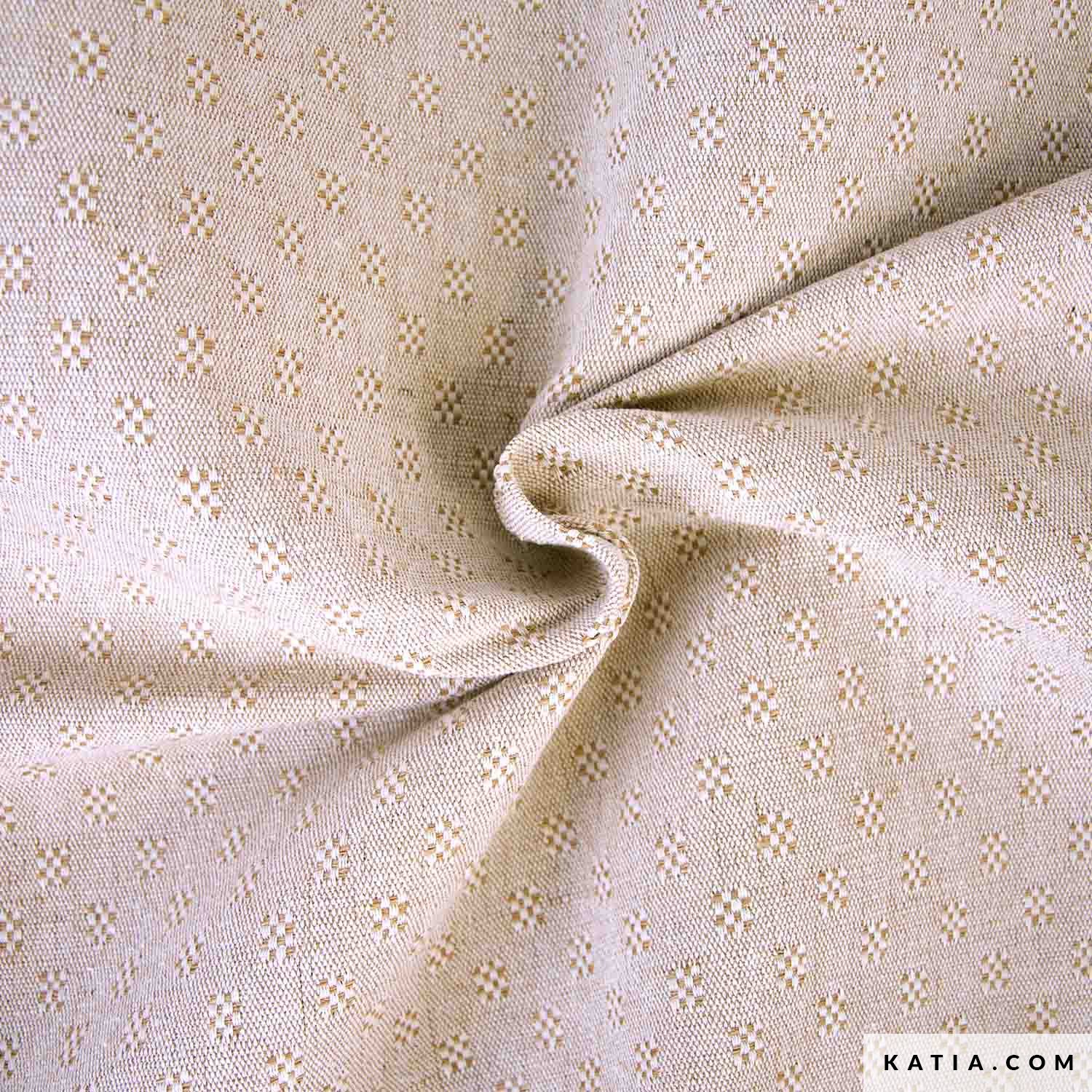 Checkered ecru cotton and linen fabric - | Katia.com