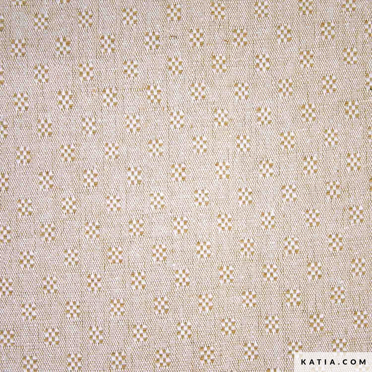 Checkered ecru cotton and linen fabric - | Katia.com