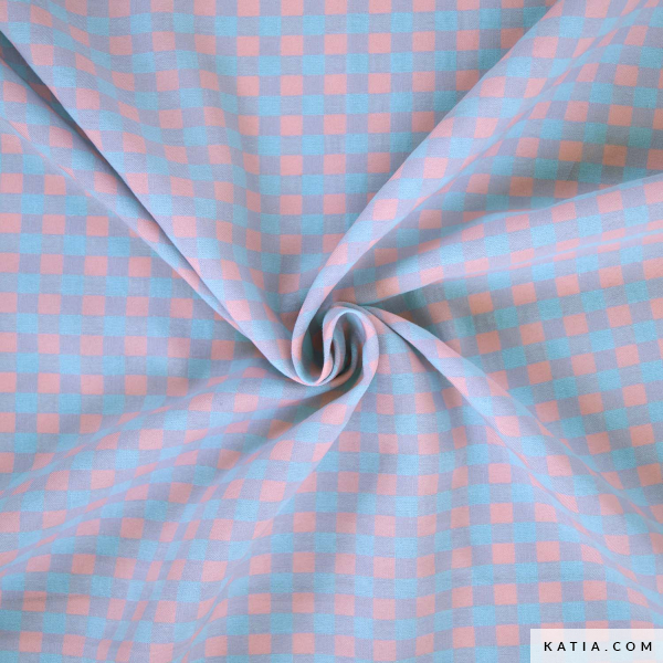Tela de cuadros bicolor Sky & Pink Vichy Gingham Little - | Katia.com
