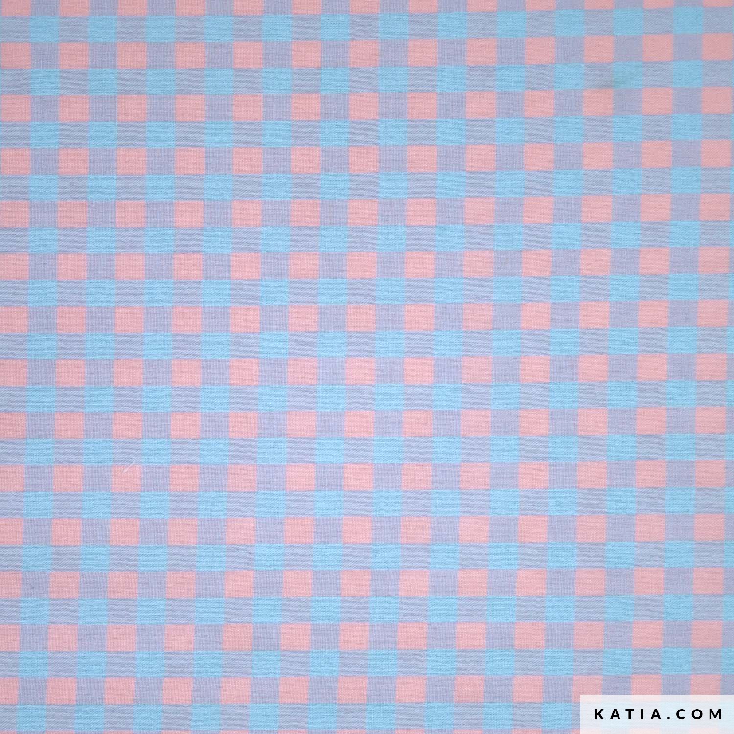 Tela de cuadros bicolor Sky & Pink Vichy Gingham Little - | Katia.com