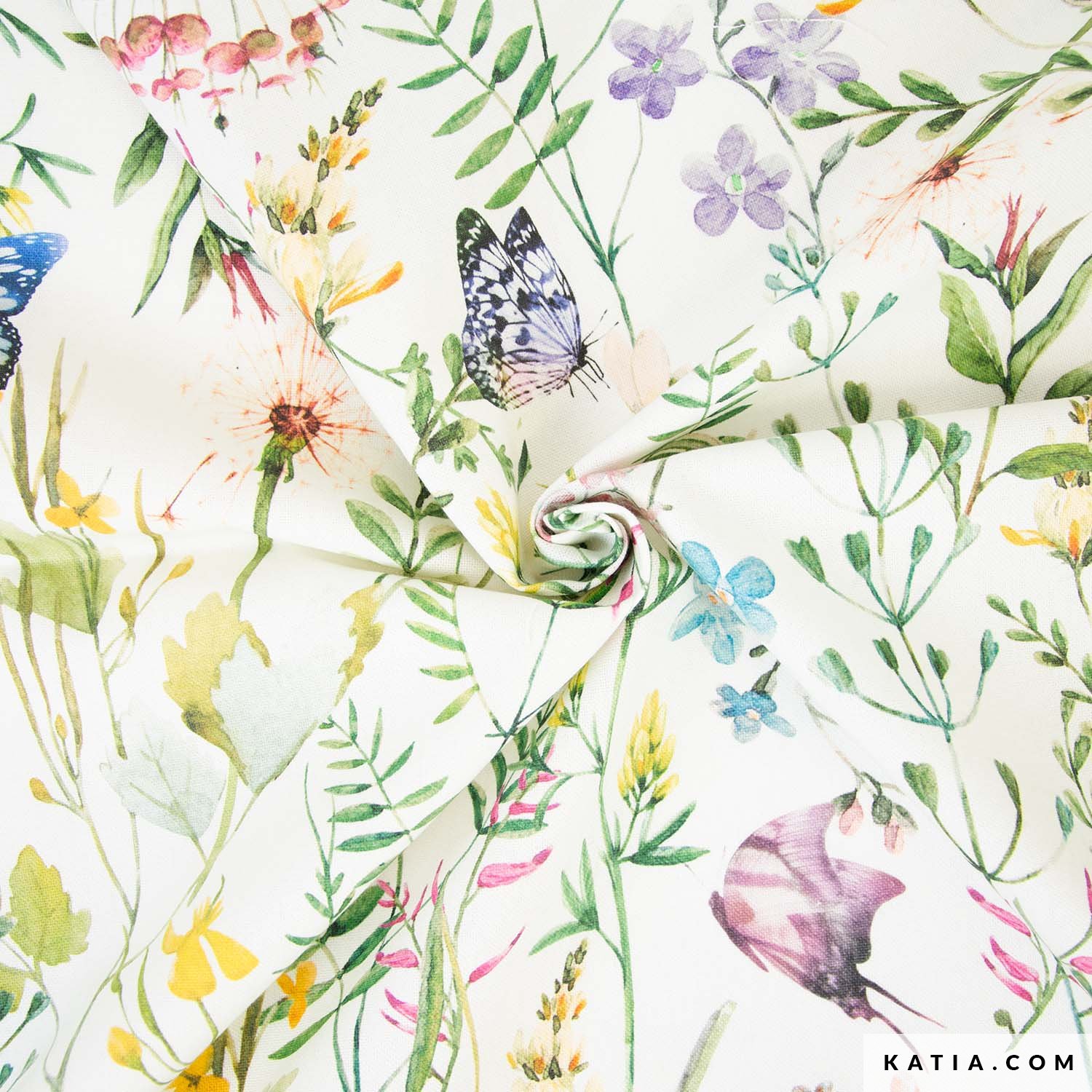 Butterfly & Dandelion 100% cotton Panama canvas fabric - Spring ...