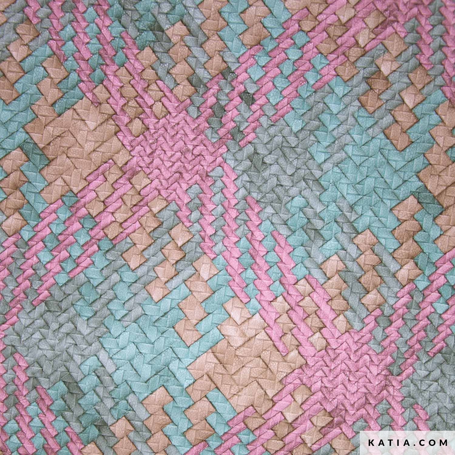 Tela de polipiel con diseño zigzag en tonos pastel - | Katia.com