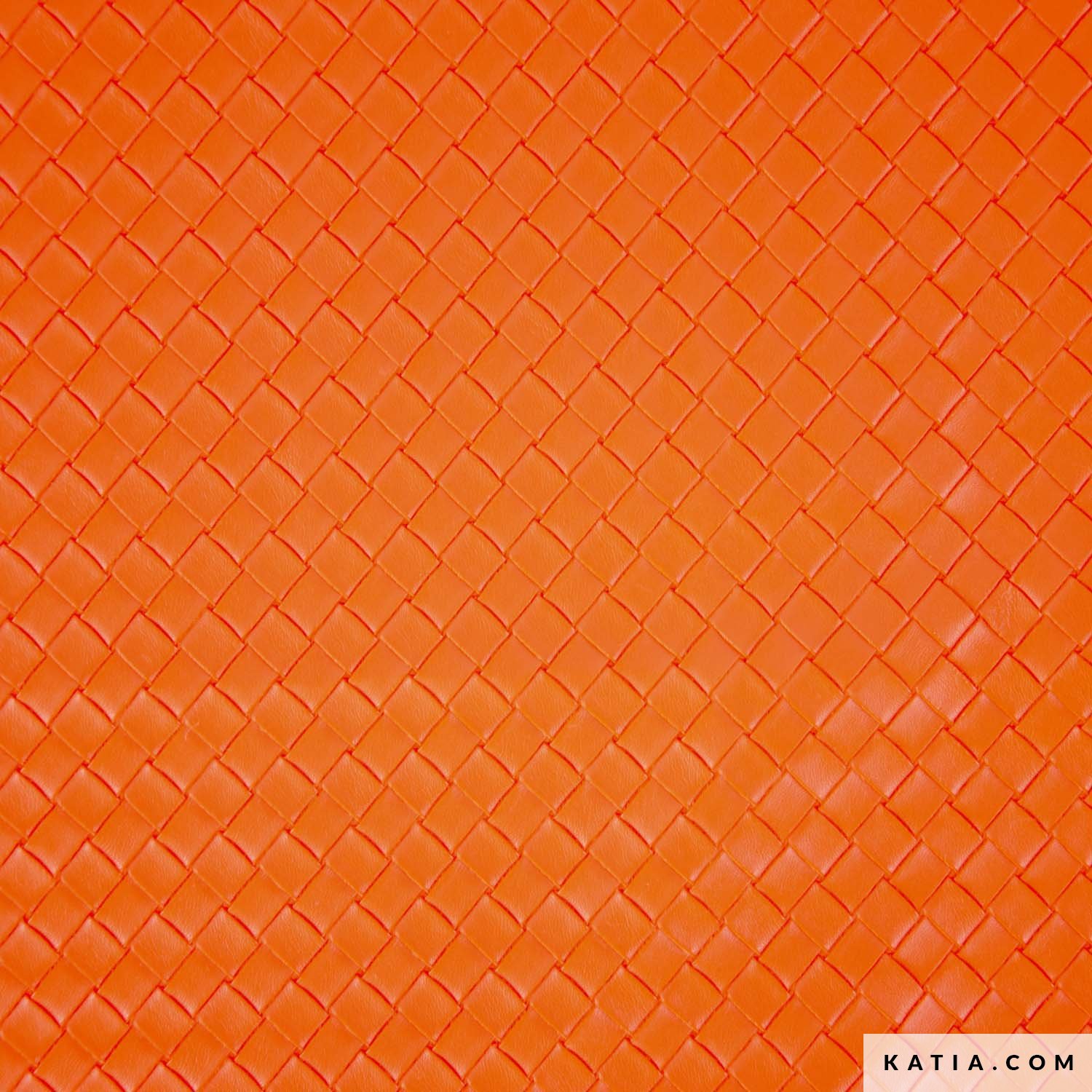 Tela de polipiel con efecto trenzado en color naranja - | Katia.com