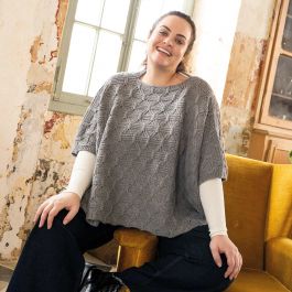 Womens Merino Aran Poncho Knitting Pattern (6281-29)